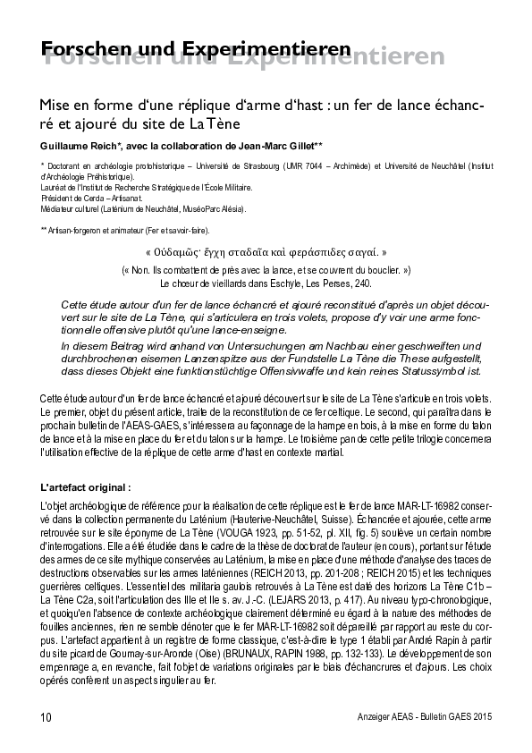 (PDF) Guillaume Reich (collab. Jean-Marc Gillet): Mise en forme d'une ...
