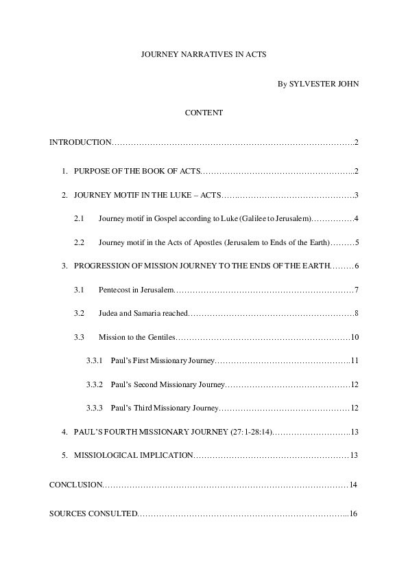 (PDF) Journey Narrative in Luke Acts