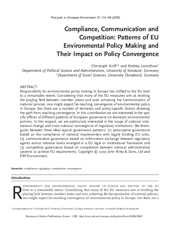 (PDF) Compliance, communication and competition: patterns of EU ...