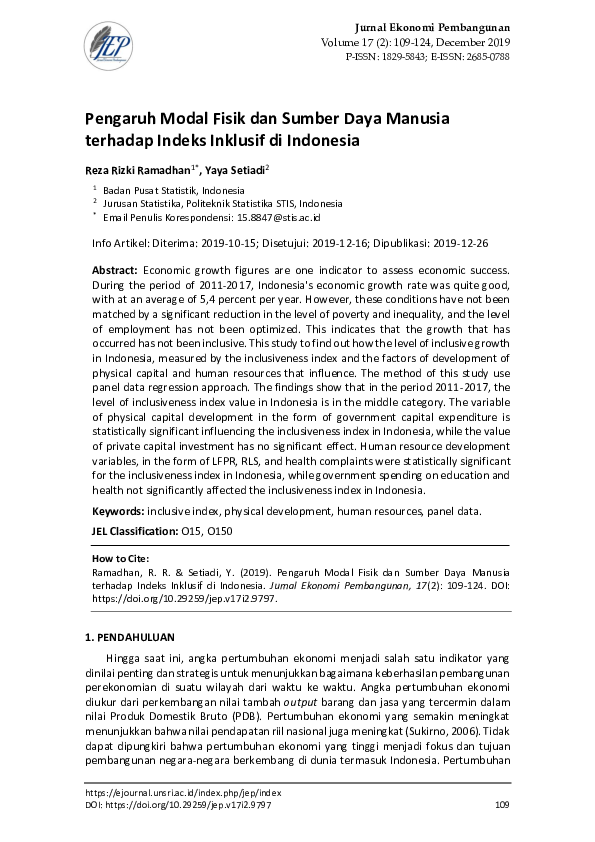 (PDF) Pengaruh Modal Fisik dan Sumber Daya Manusia terhadap Indeks ...