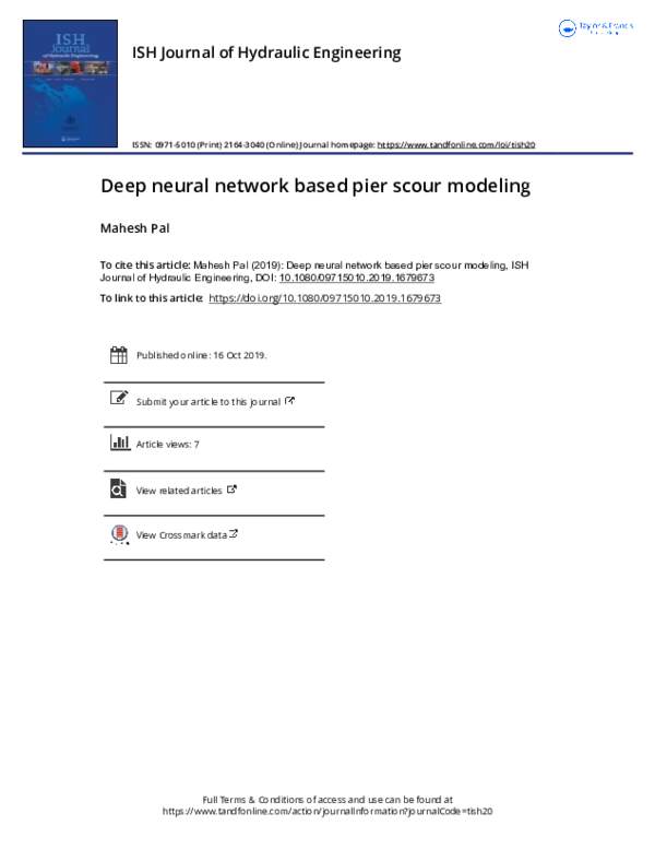 (PDF) Deep neural network based pier scour modeling (PDF) Deep neural network based pier scour modeling