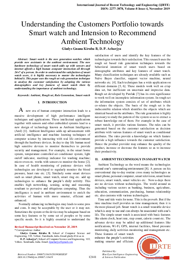 (PDF) Understanding the Customers Portfolio towards Smart watch and ...
