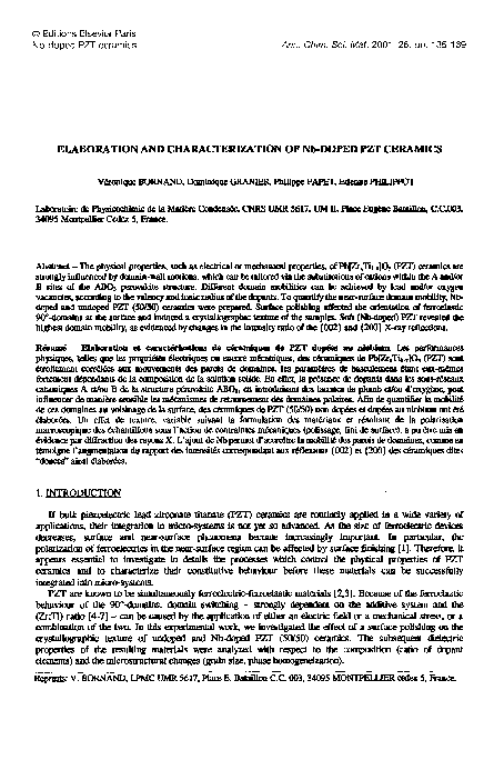 (PDF) Elaboration and characterization of Nb-doped PZT ceramics