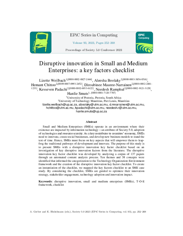(PDF) Disruptive innovation in Small and Medium Enterprises: a key ...