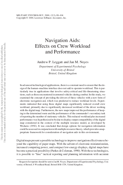 (PDF) Navigation Aids: Effects on Crew Workload and Performance