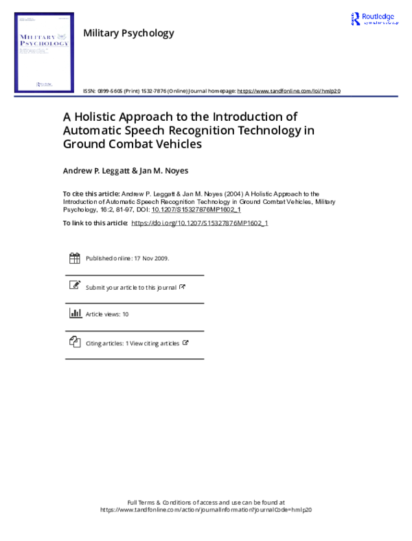 (PDF) A holistic approach to the introduction of automatic speech ...