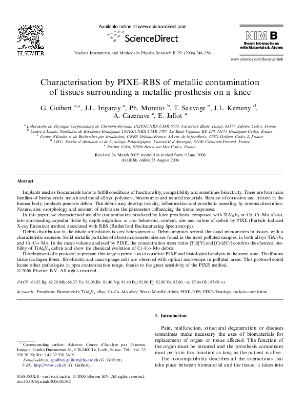(PDF) Characterisation by PIXE–RBS of metallic contamination of tissues ...