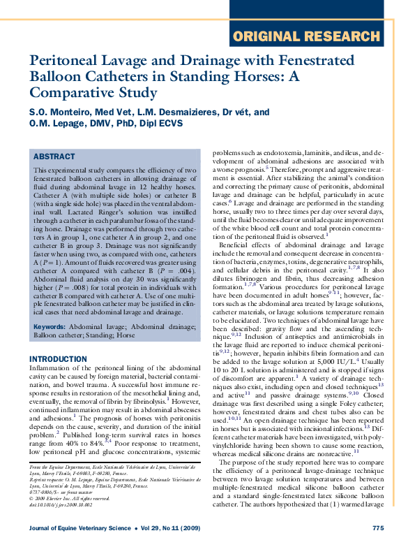 (PDF) Peritoneal Lavage and Drainage with Fenestrated Balloon Catheters ...