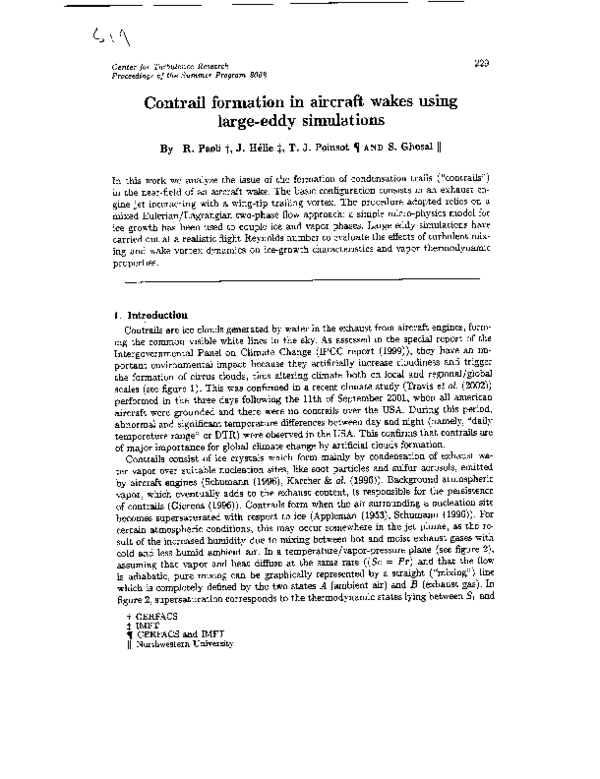 (PDF) Contrail Formation in Aircraft Wakes Using Large-Eddy Simulations