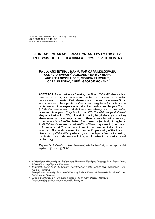(PDF) Surface characterization and cytotoxicity analysis of the ...