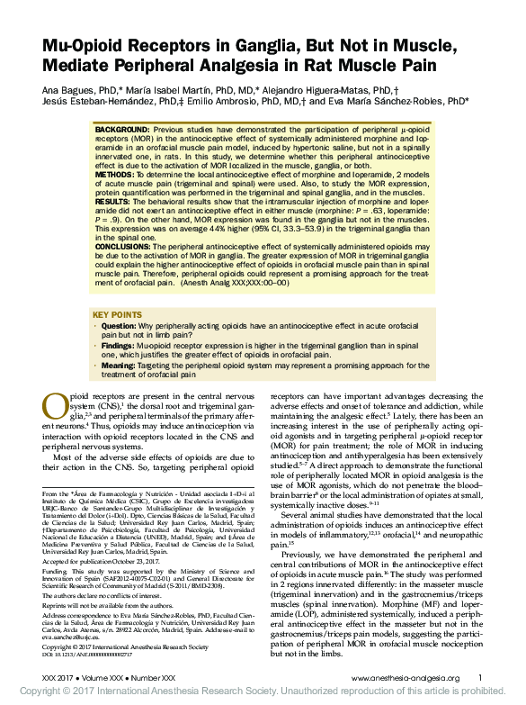 (PDF) Mu-Opioid Receptors in Ganglia, But Not in Muscle, Mediate ...