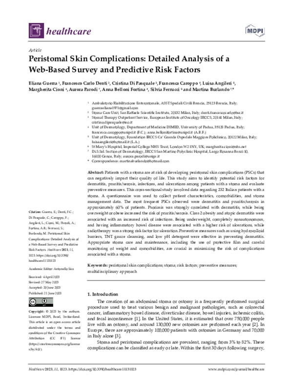 (PDF) Peristomal Skin Complications: Detailed Analysis of a Web-Based ...
