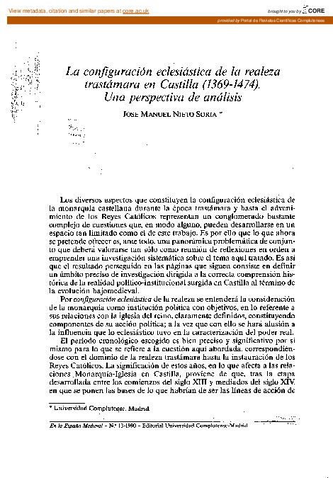 (PDF) La configuración eclesiástica de la realeza trastámara en ...