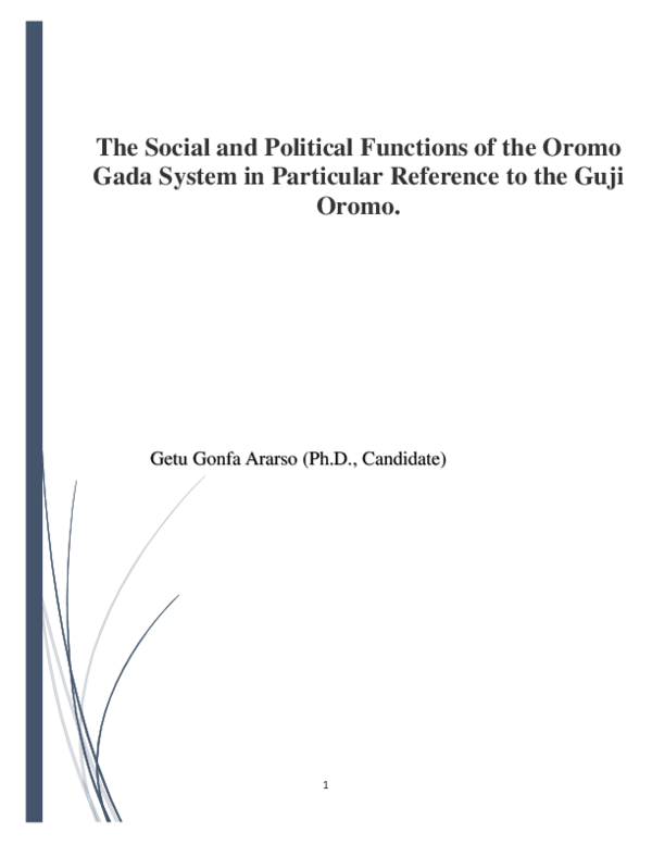 (PDF) The Social and Political Functions of the Oromo Gada System in ...