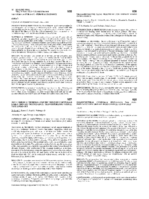 (PDF) V26 Trans-obturator sling procedure for urinary stress ...