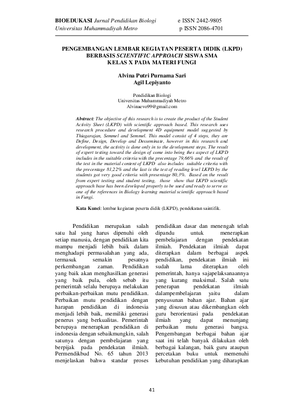 (PDF) Pengembangan Lembar Kegiatan Peserta Didik (LKPD) Berbasis Scientific Approach Siswa Sma ...