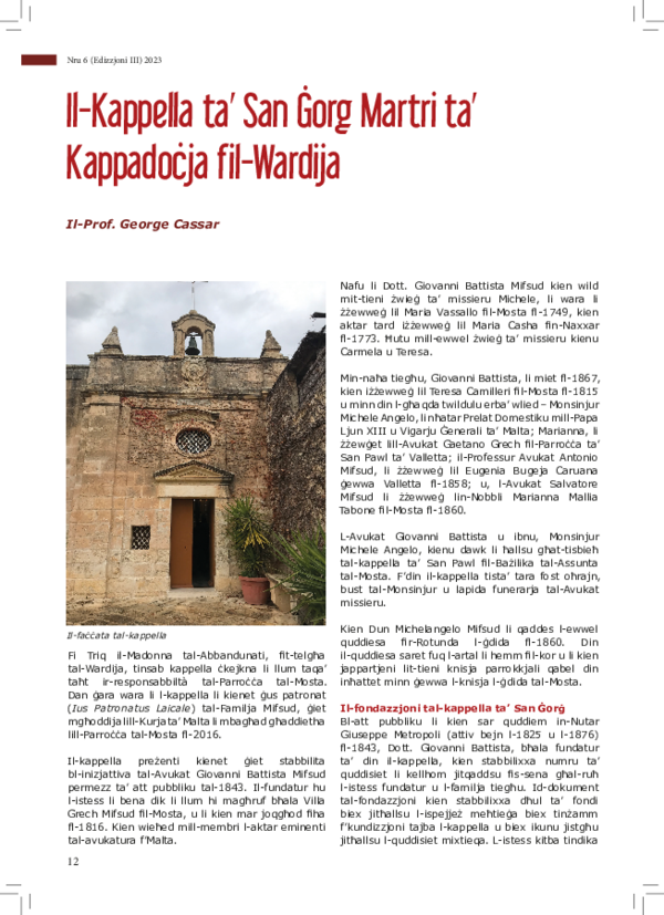 (PDF) Il Kappella ta' San Gorg WARDIJA