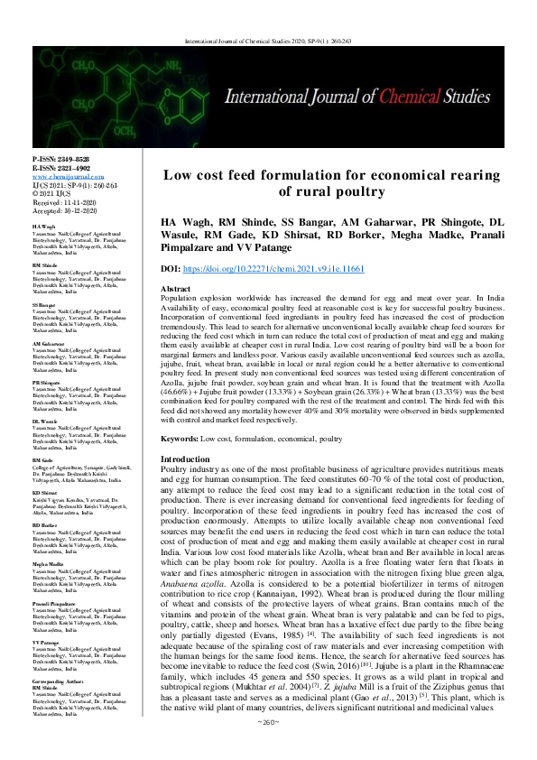Pdf Low Cost Feed Formulation For Economical Rearing Of Rural Poultry