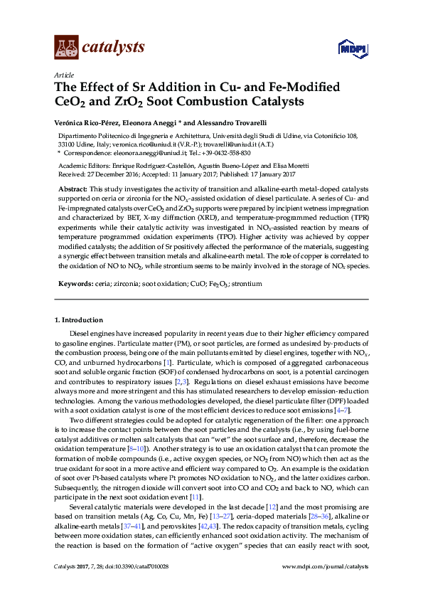 (PDF) The Effect of Sr Addition in Cu- and Fe-Modified CeO2 and ZrO2 ...