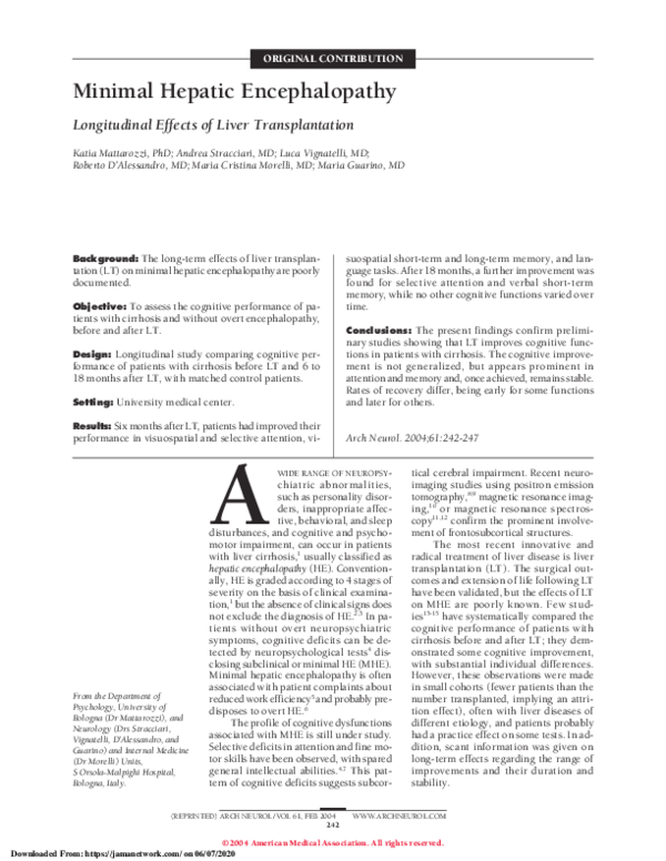 (PDF) Minimal Hepatic Encephalopathy