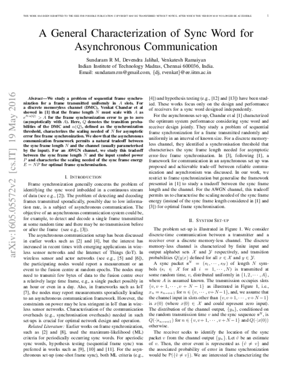 (PDF) A General Characterization of Sync Word for Asynchronous ...