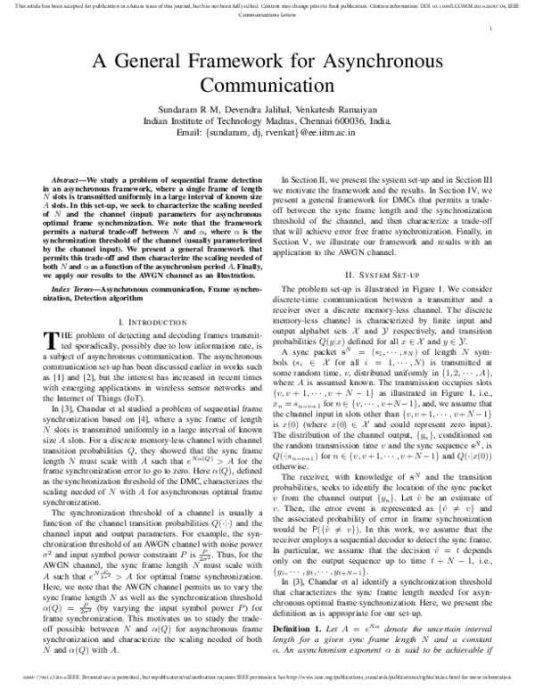 Pdf A General Framework For Asynchronous Communication