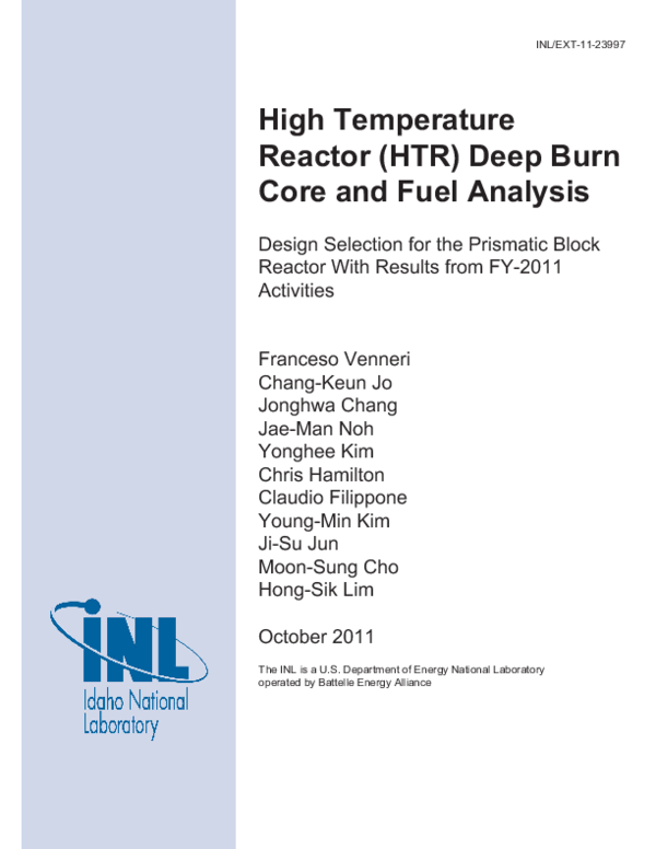 (PDF) High Temperature Reactor (HTR) Deep Burn Core and Fuel Analysis ...