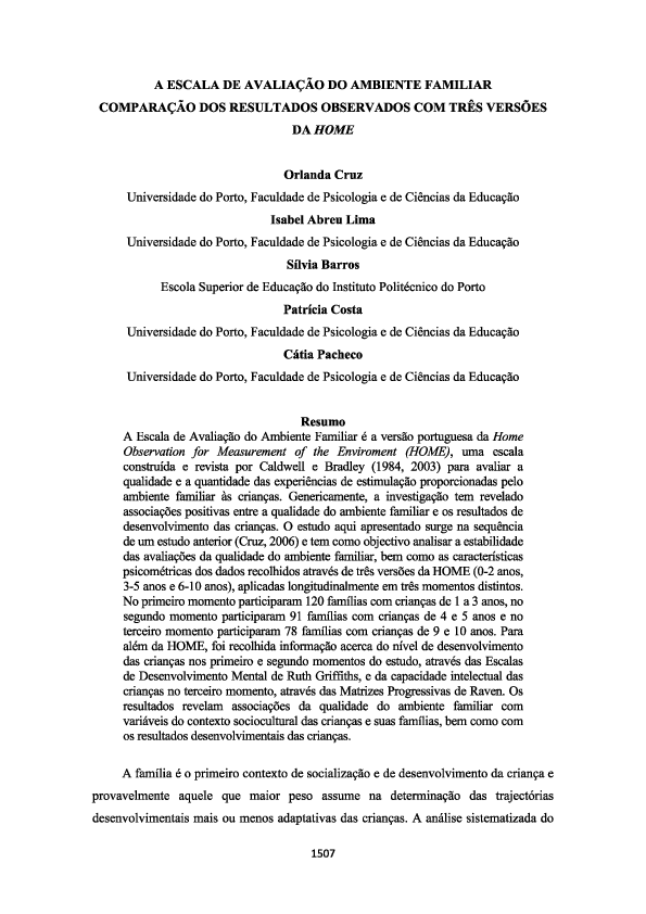 (PDF) A Escala de Avaliação do Ambiente Familiar: comparação dos ...