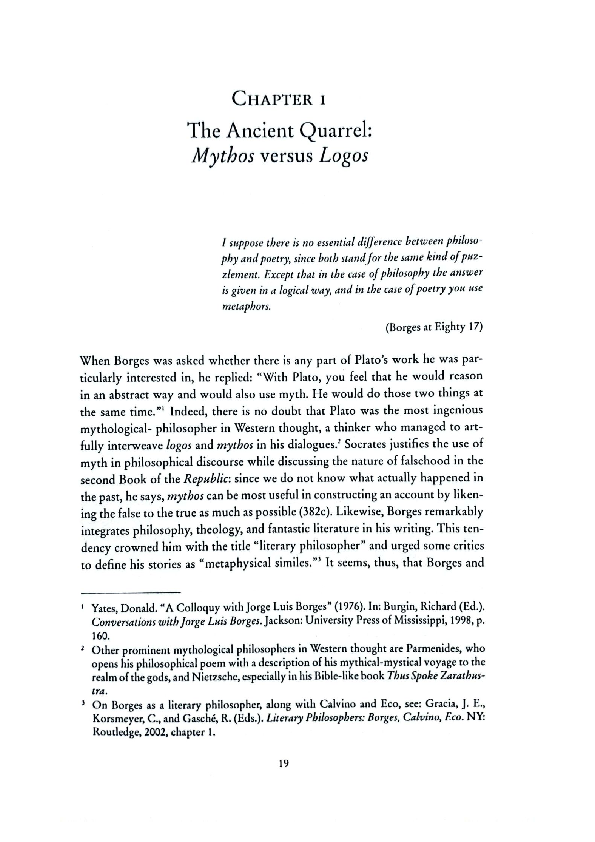 (PDF) Myth and Logos - Plato, the Presocratics and Borges