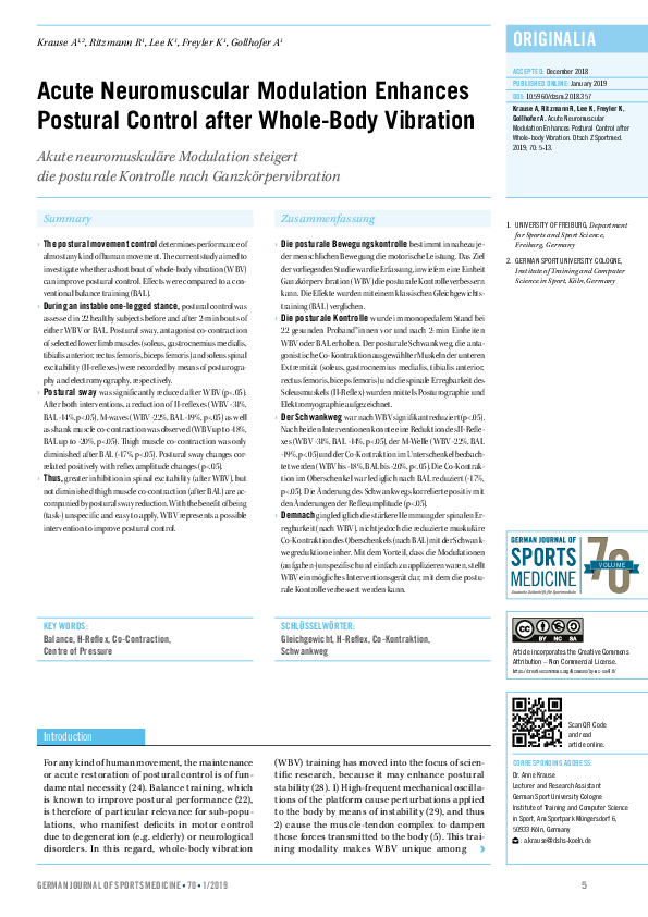 (PDF) Acute Neuromuscular Modulation Enhances Postural Control after ...