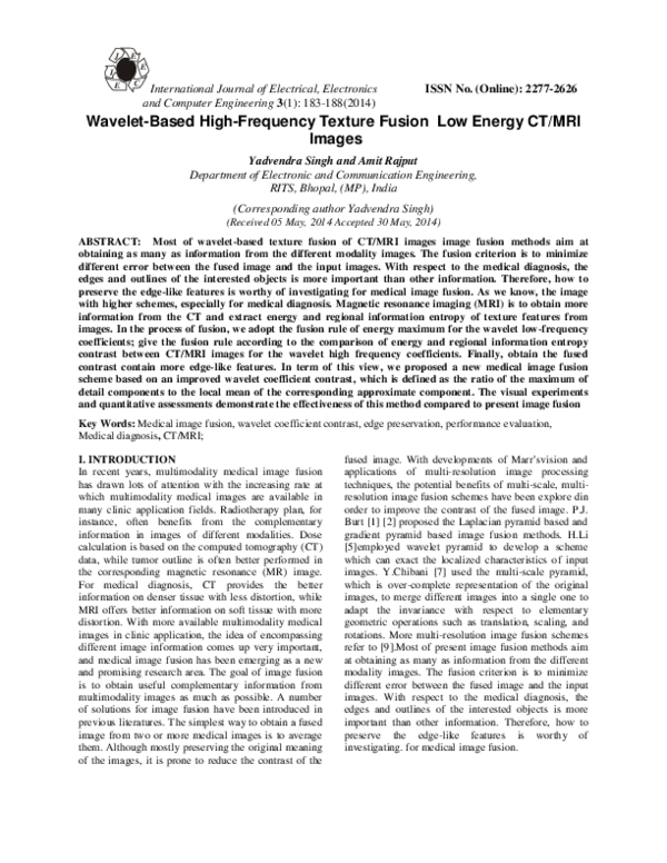 (PDF) Wavelet-Based High-Frequency Texture Fusion Low Energy CT/MRI Images