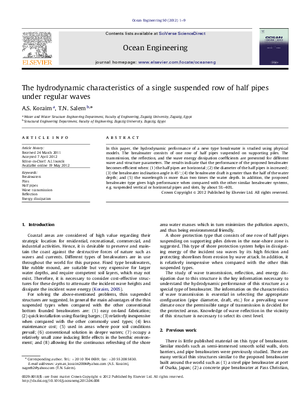 (PDF) The hydrodynamic characteristics of a single suspended row of ...