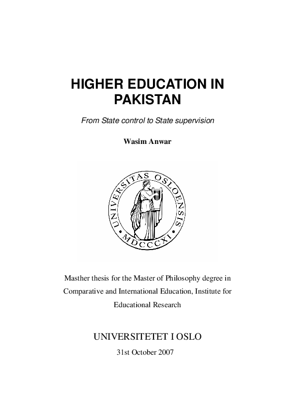 (PDF) Higher Education in Pakistan