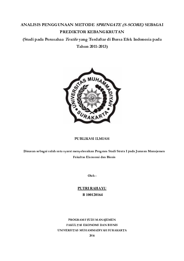 (PDF) Analisis penggunaan metode springate (S-SCORE) Sebagai prediktor ...