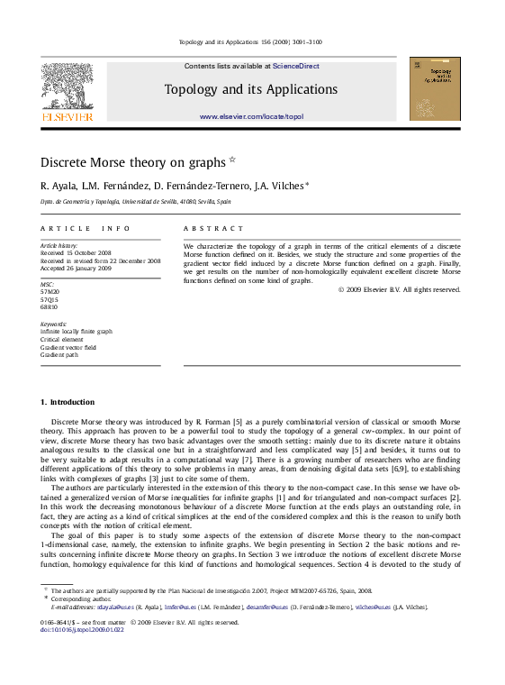 (PDF) Discrete Morse theory on graphs | Jose Antonio Pozo Vilches - Academia.edu