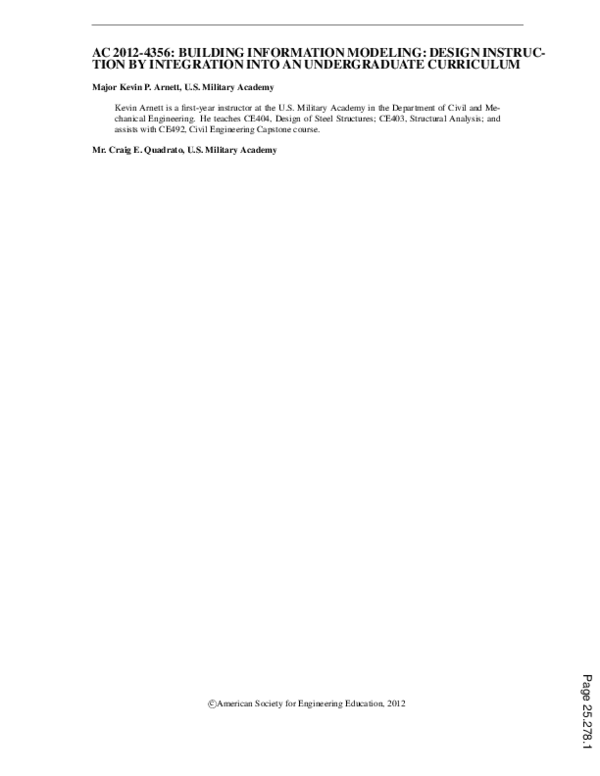 (PDF) Building Information Modeling: Design Instruction by Integration into an Undergraduate ...