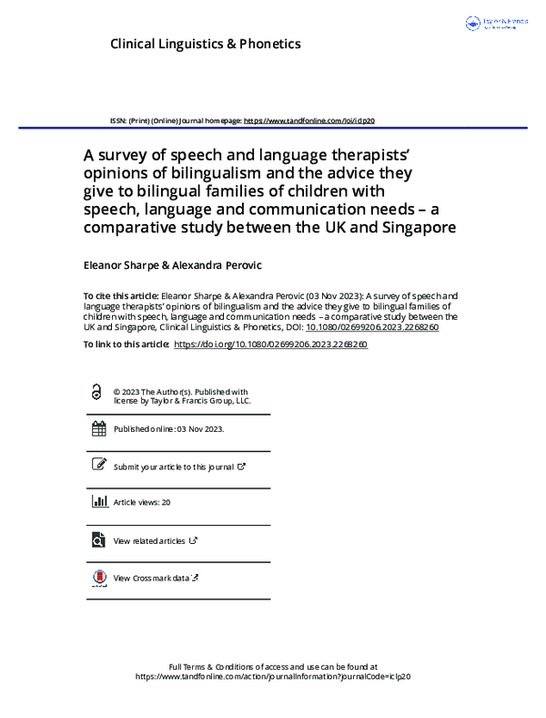(PDF) Clinical Linguistics & Phonetics