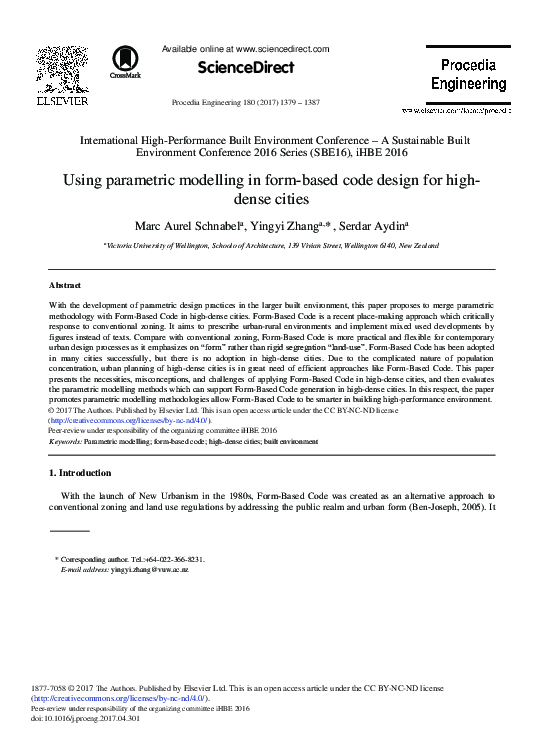(PDF) Using Parametric Modelling in Form-based Code Design for High-dense Cities
