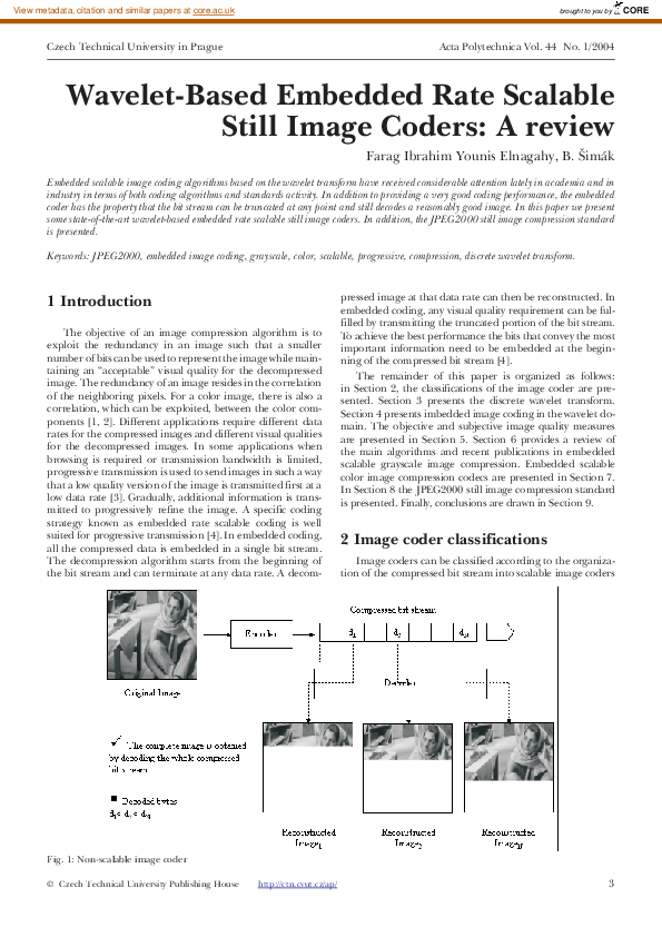 Pdf Wavelet Based Embedded Rate Scalable Still Image Coders A Review 0817