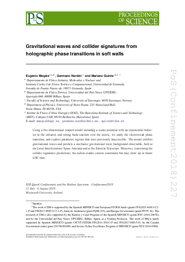 (PDF) Gravitational waves and collider signatures fromholographic phase transitions in soft walls