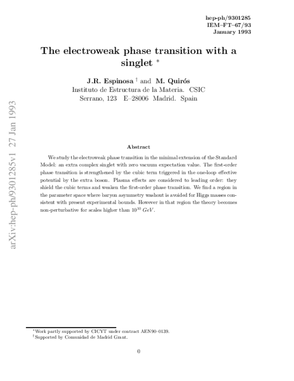 (PDF) The electroweak phase transition with a singlet