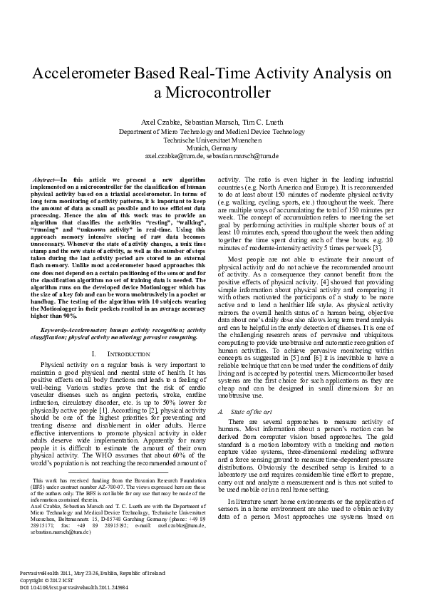 (PDF) Accelerometer Based Real-Time Activity Analysis on a Microcontroller