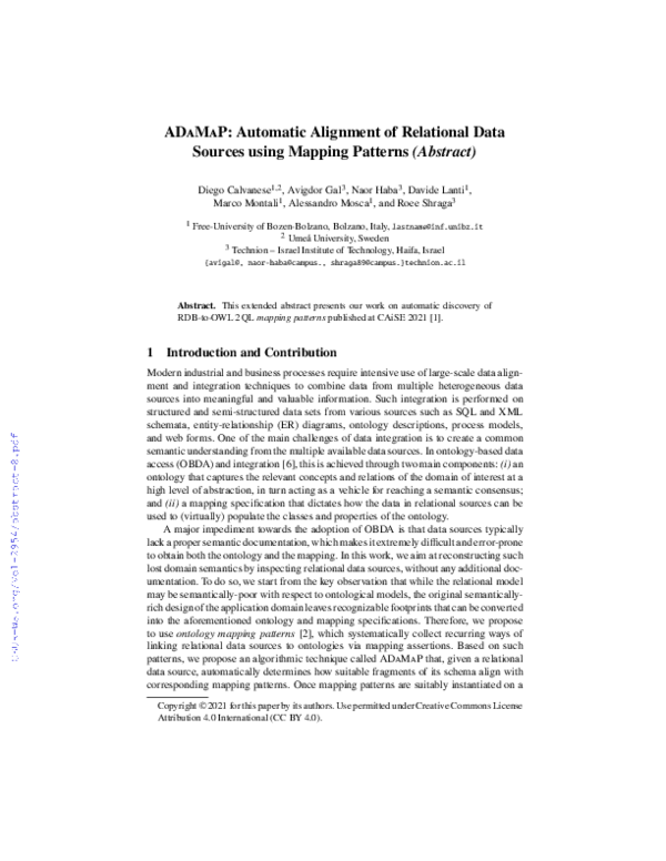 (PDF) ADaMaP: Automatic Alignment of Relational Data Sources Using Mapping Patterns
