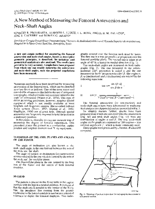(PDF) A new method of measuring the femoral anteversion and neck-shaft ...