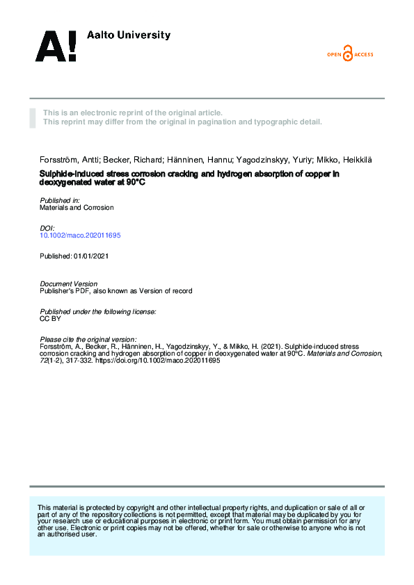 (PDF) Sulphide‐induced stress corrosion cracking and hydrogen ...