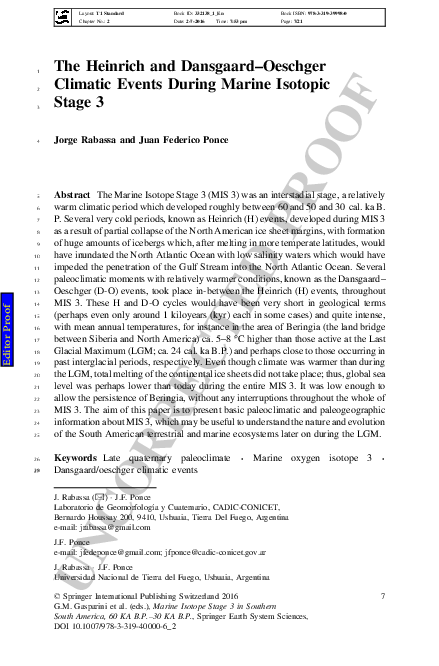 (PDF) The Heinrich and Dansgaard–Oeschger Climatic Events During Marine ...