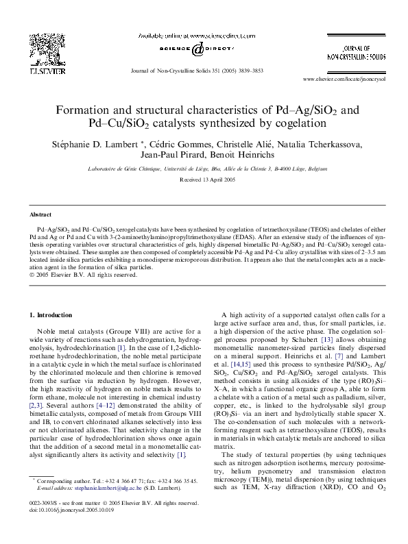 (PDF) Formation and structural characteristics of Pd–Ag/SiO2 and Pd–Cu/SiO2 catalysts ...