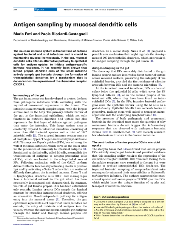 (PDF) Antigen sampling by mucosal dendritic cells