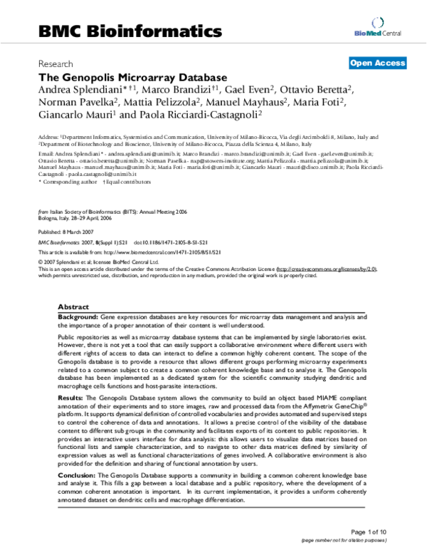 (PDF) The Genopolis Microarray Database