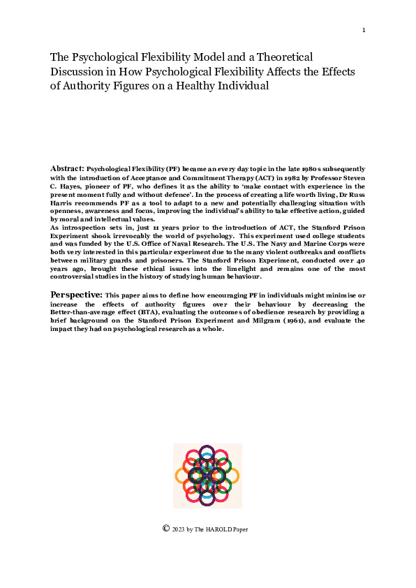 (PDF) The Psychological Flexibility Model and a Theoretical Discussion ...